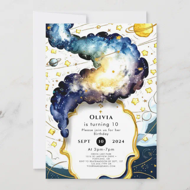 Galactic Editable Space Birthday Invitation | Zazzle
