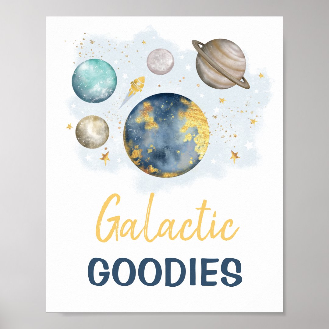 Galactic Goodies Outer Space Galaxy Boy Birthday Poster | Zazzle