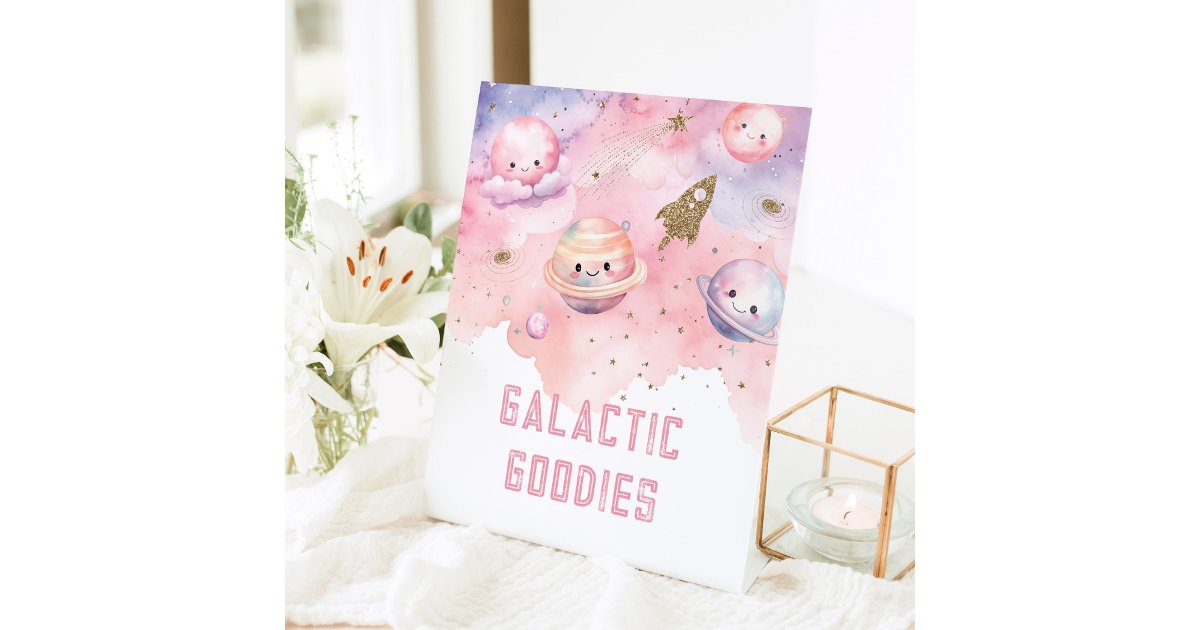 Galactic Goodies Outer Space planets Pedestal Sign | Zazzle
