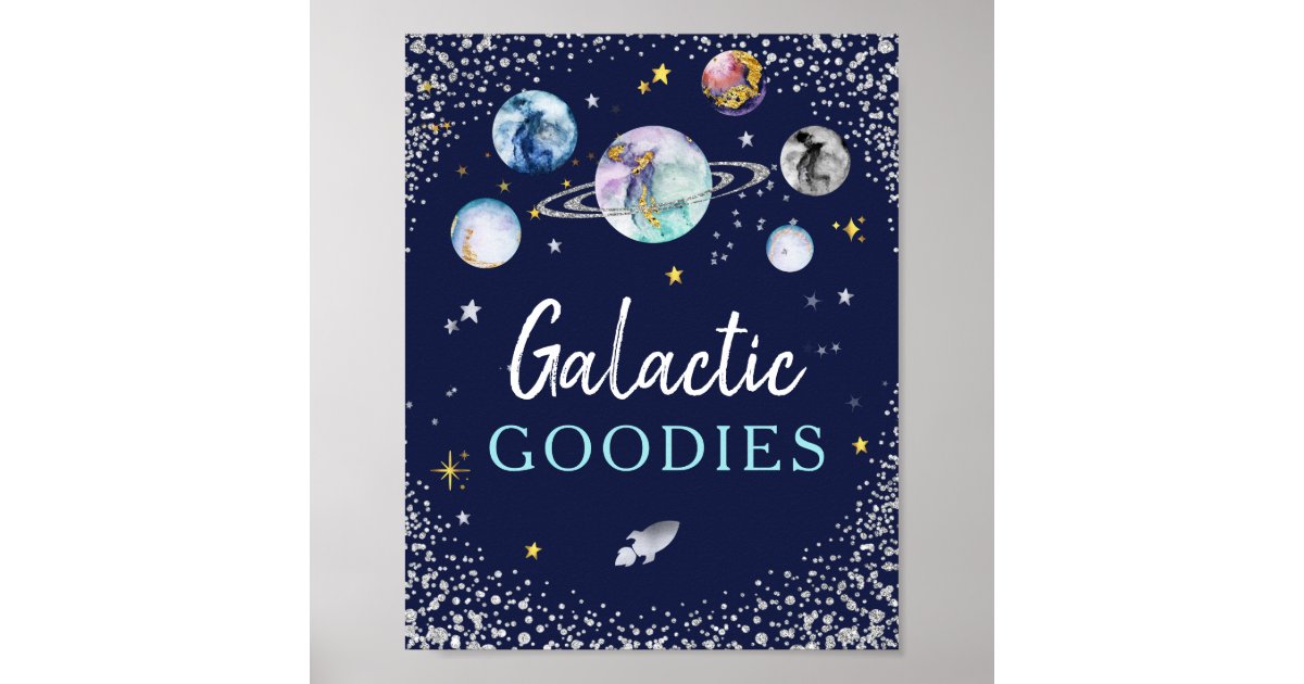 Galactic Goodies Space Galaxy Birthday Poster | Zazzle