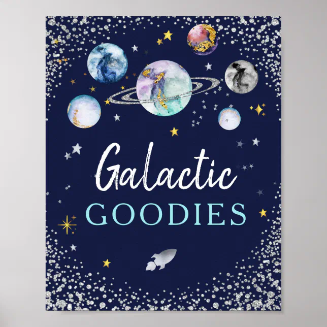 Galactic Goodies Space Galaxy Birthday Poster | Zazzle