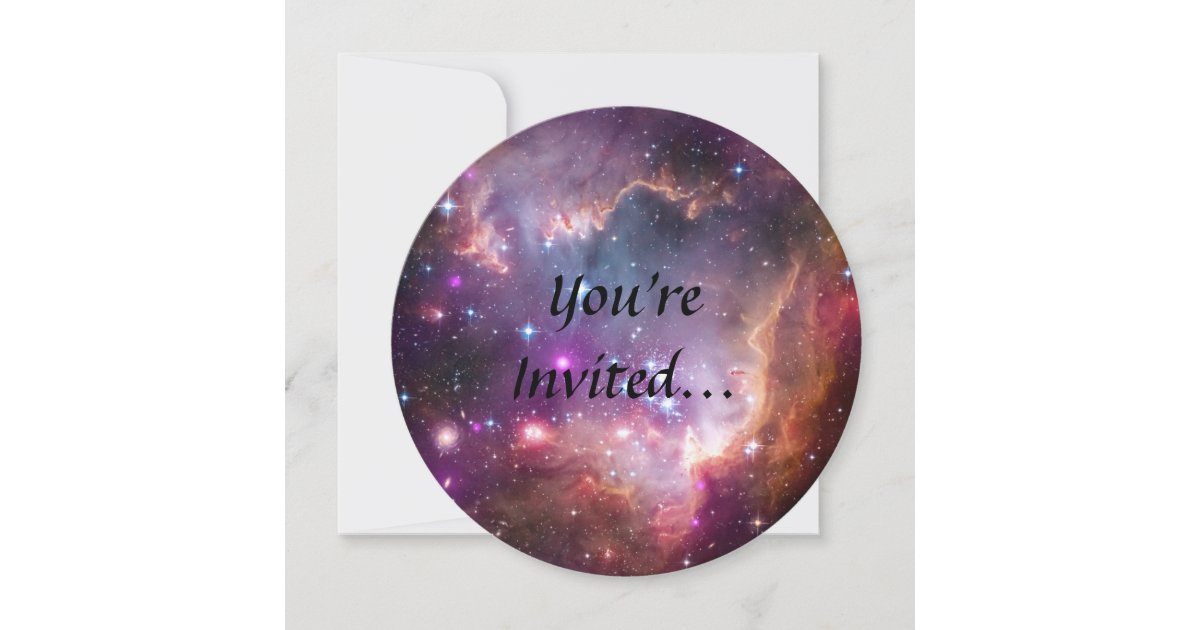 Galactic Outer Space Purple Nebulae Invitation | Zazzle