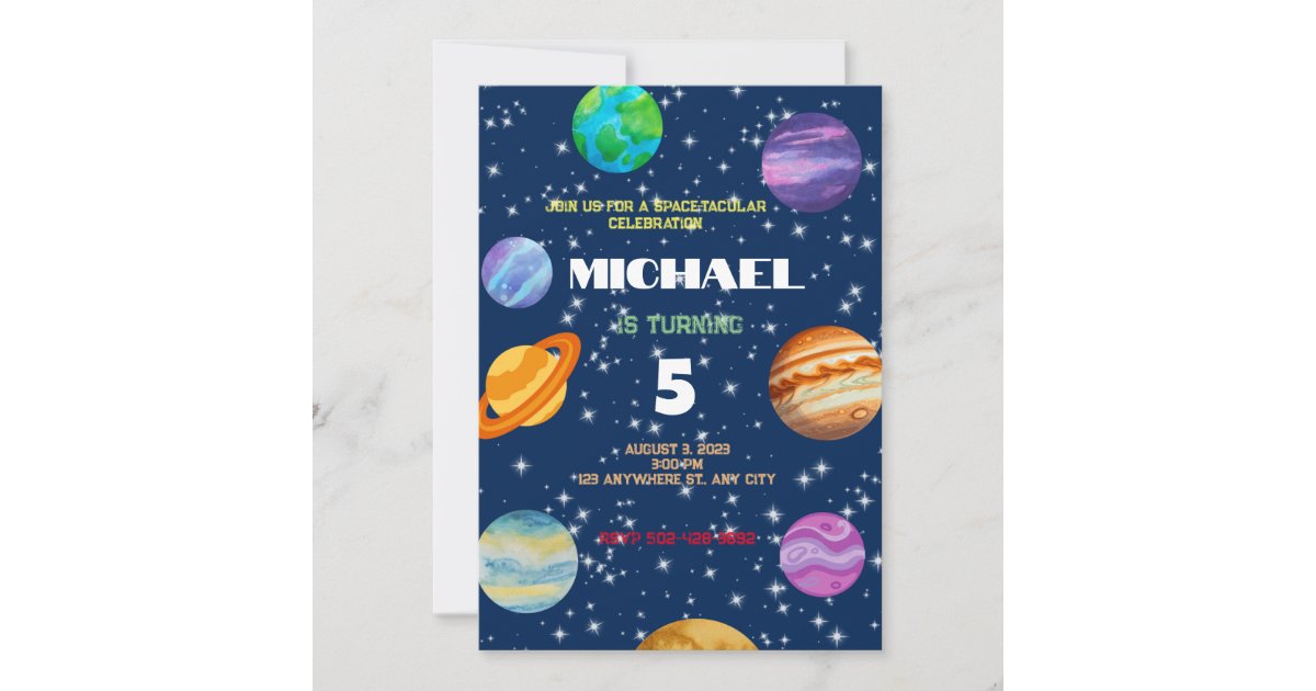 Galactic Planets Birthday Party Invitation | Zazzle