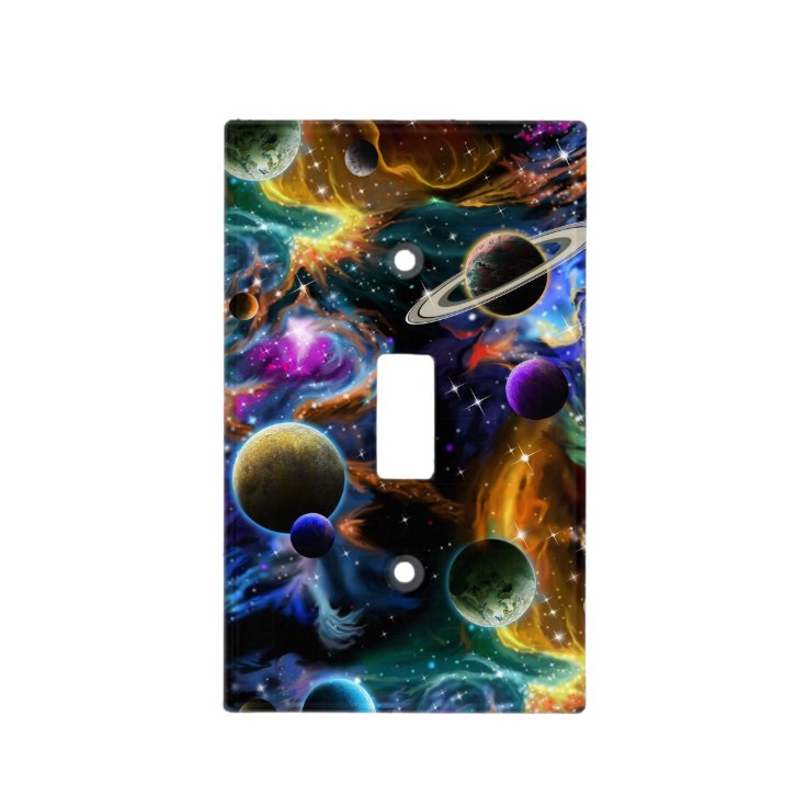 Galactic Space with Planets and Stars Light Switch Cover | Zazzle