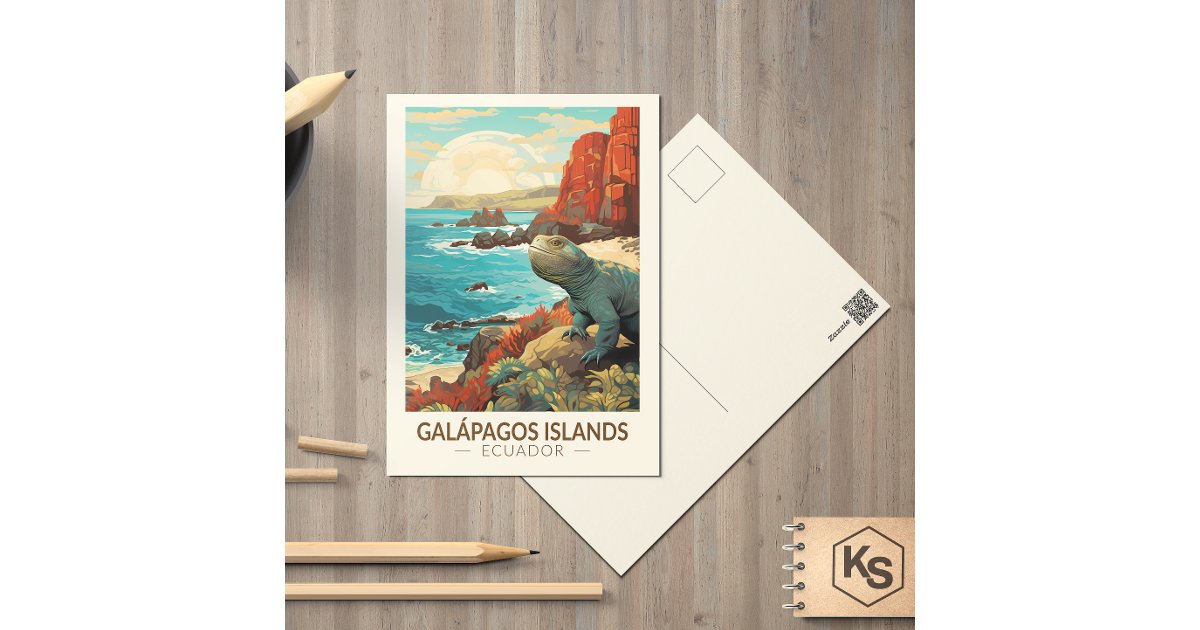 Galapagos Islands Travel Art Vintage Postcard | Zazzle