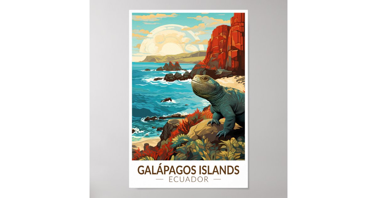 Galapagos Islands Travel Art Vintage Poster | Zazzle