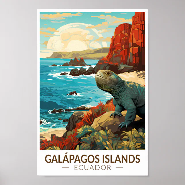 Galapagos Islands Travel Art Vintage Poster | Zazzle