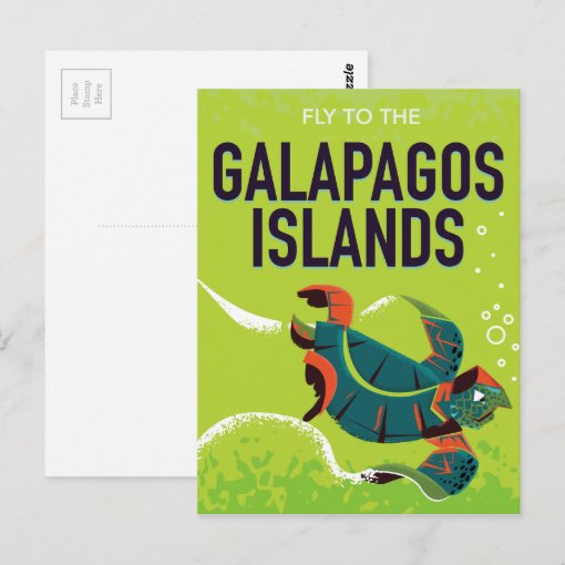 Galapagos Islands vintage travel poster art. Postcard | Zazzle