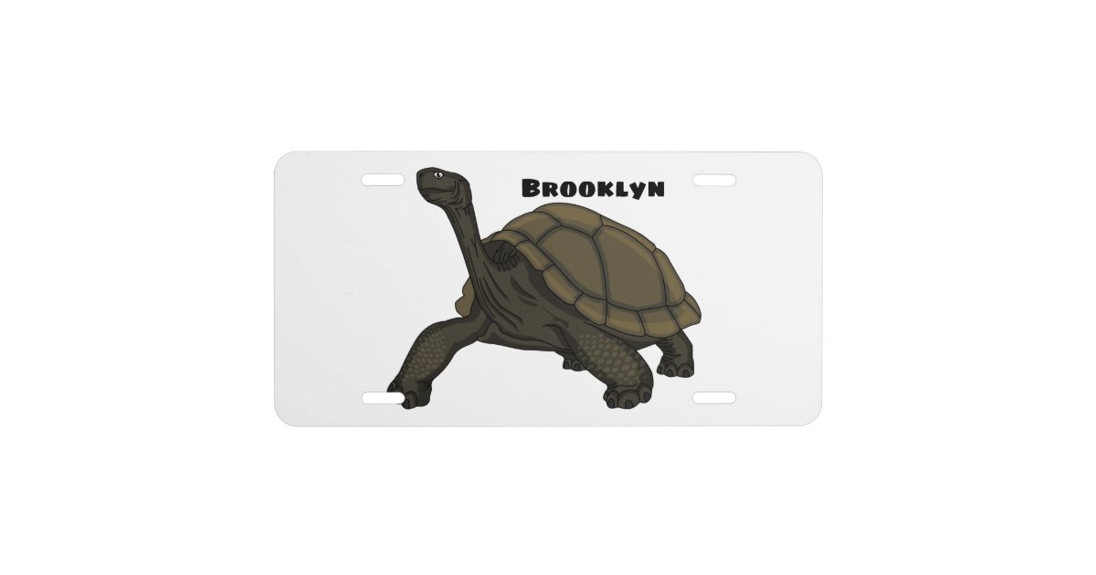 Galapagos land tortoise illustration license plate | Zazzle