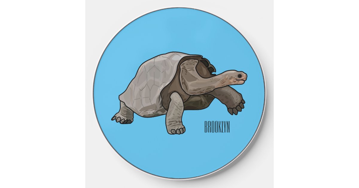 Galapagos tortoise cartoon illustration wireless charger | Zazzle