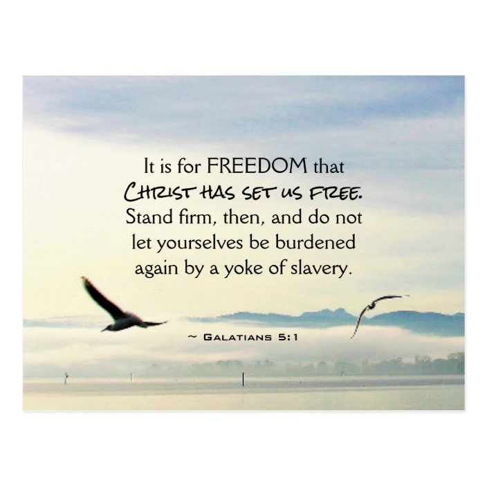 Galatians 5:1 For FREEDOM Christ has set us free Postcard | Zazzle.com