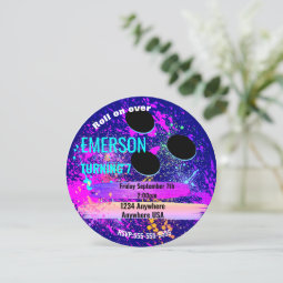 Galaxy BOWLING BALL, bowling, Glow birthday party Invitation | Zazzle