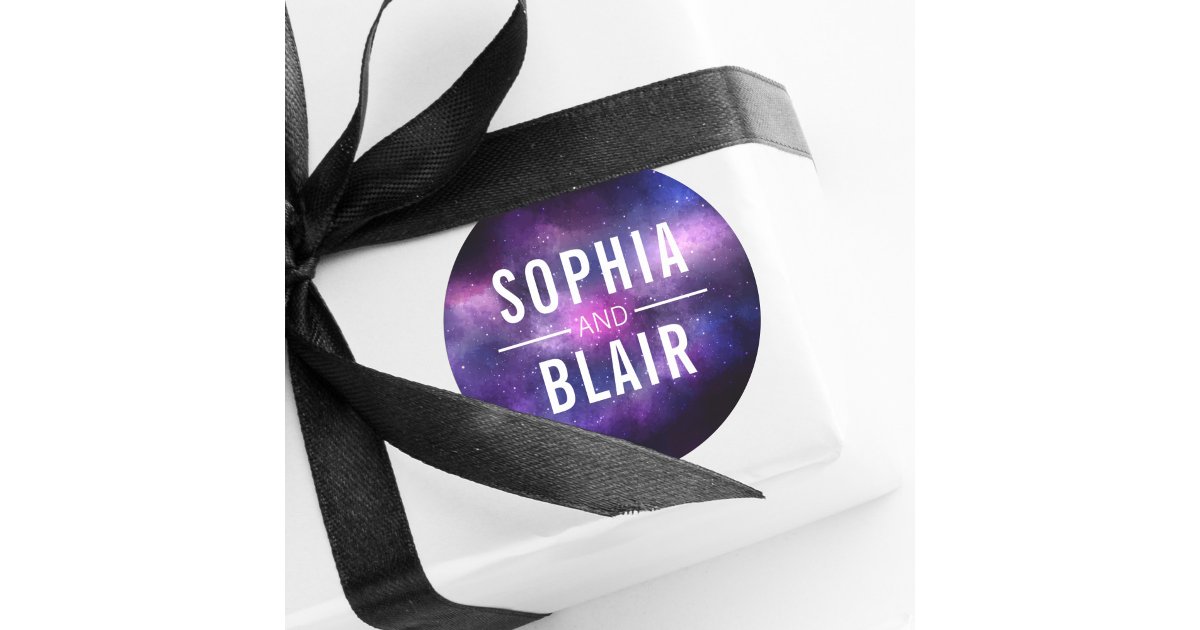 Galaxy Celestial Stars Modern Wedding Personalized Classic Round ...