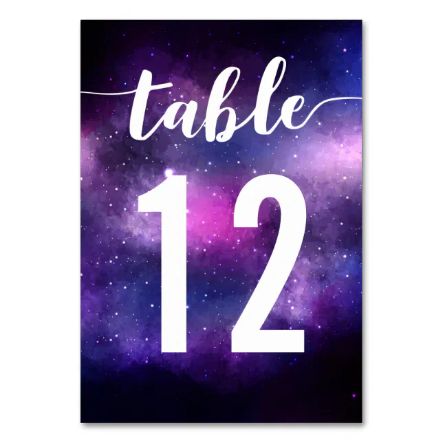 Galaxy Celestial Stars Wedding Dinner Table Number | Zazzle