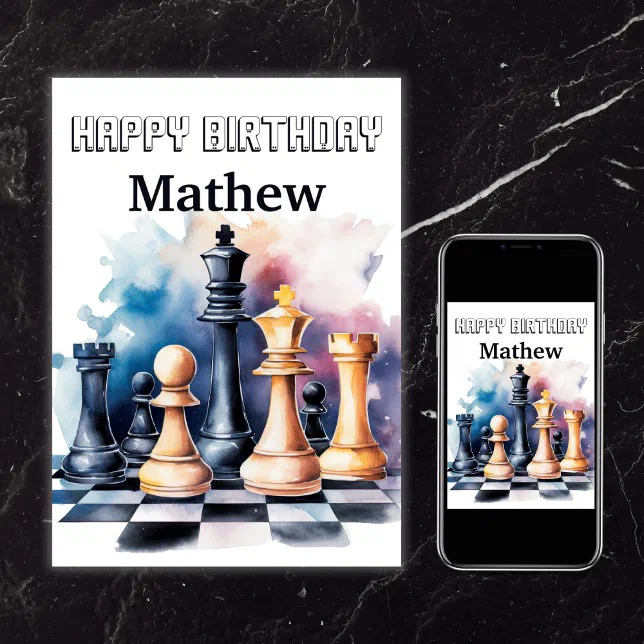 Galaxy Chess Pieces Modern Chess Birthday Card | Zazzle