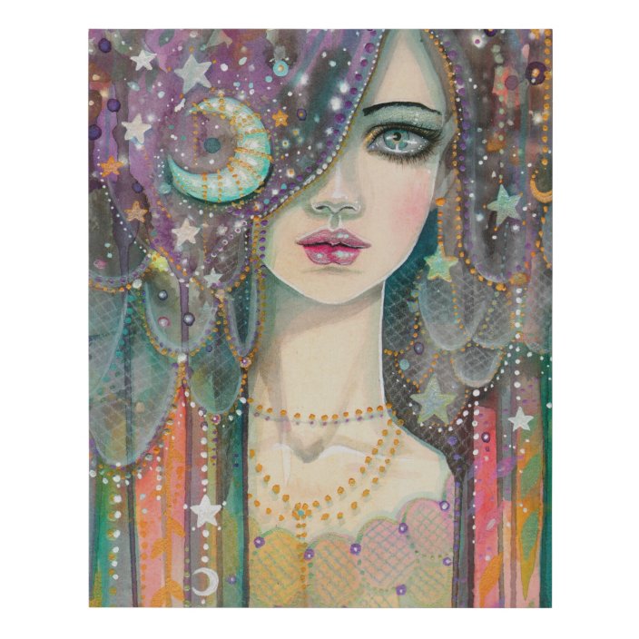 Galaxy Girl Bohemian Beauty Celestial Art Faux Canvas Print | Zazzle.com