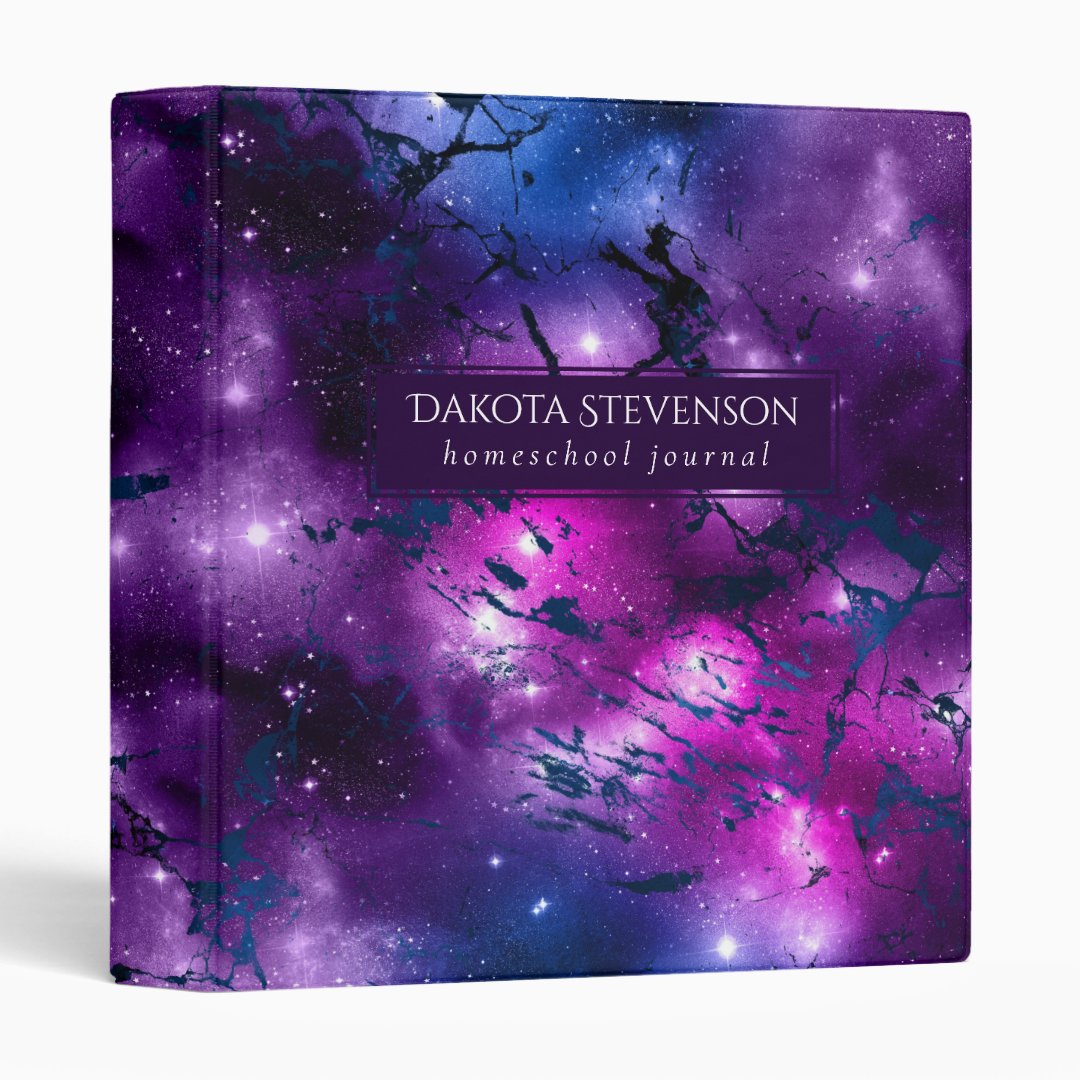 Galaxy Glow | Cosmic Blue Purple and Pink Marble 3 Ring Binder | Zazzle