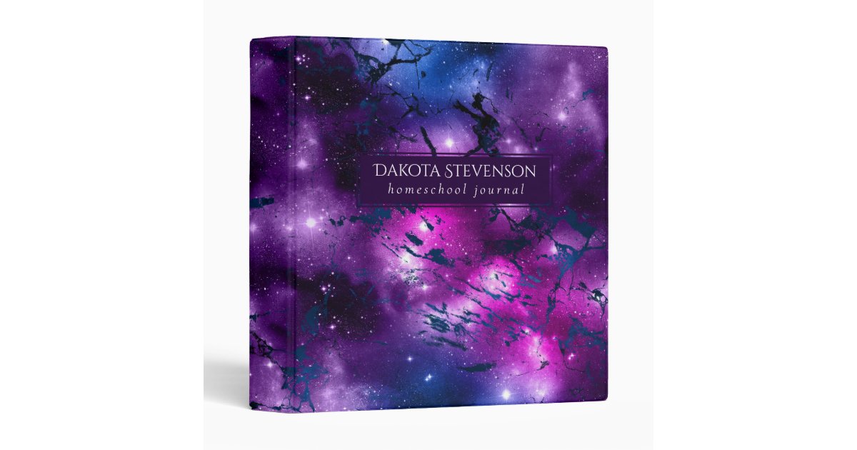 Galaxy Glow | Cosmic Blue Purple and Pink Marble 3 Ring Binder | Zazzle
