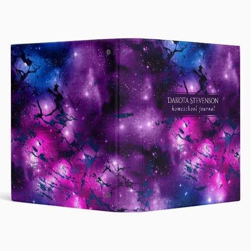 Galaxy Glow | Cosmic Blue Purple and Pink Marble 3 Ring Binder | Zazzle