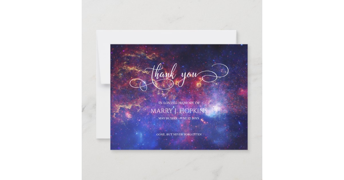 Galaxy Nebula Funeral Bereavement Thank You Card | Zazzle