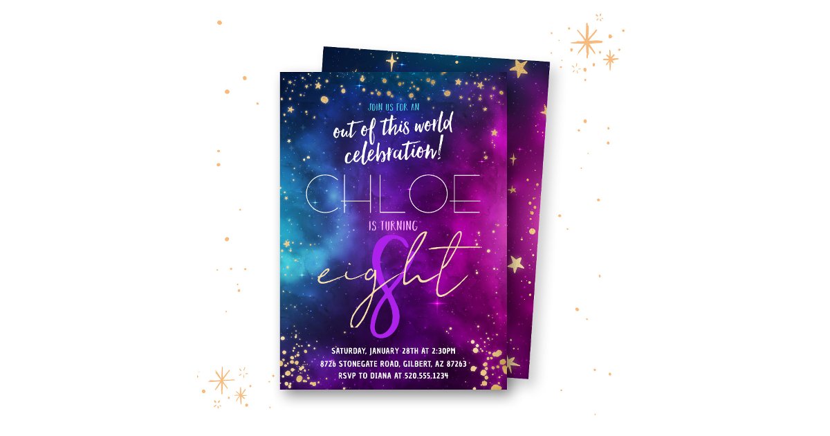 Galaxy Outer Space Birthday Invitation | Zazzle