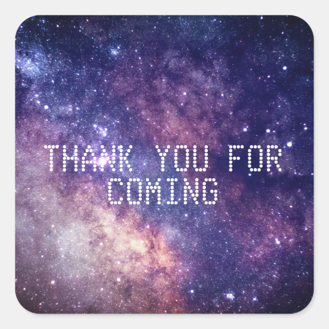 Galaxy Outer Space Stars Starry Thank you Square Sticker | Zazzle