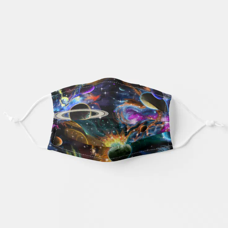 Galaxy Planets and Stars Adult Cloth Face Mask | Zazzle