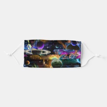 Galaxy Planets and Stars Adult Cloth Face Mask | Zazzle