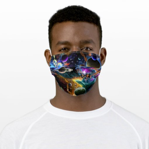 Galaxy Planets and Stars Adult Cloth Face Mask | Zazzle