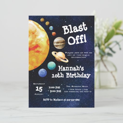 Galaxy Planets Solar System Outer Space Birthday Invitation | Zazzle