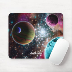Galaxy Planets Stars Monogram Mouse Pad | Zazzle
