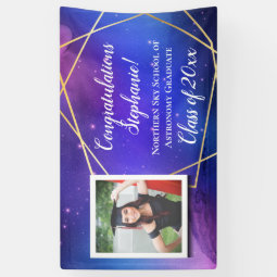 Galaxy Purple Photo Graduation Banner Sign | Zazzle