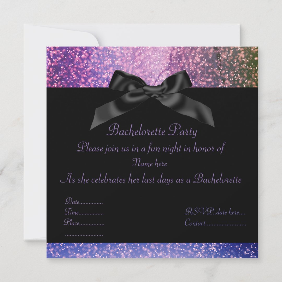 Galaxy Purple sparkle PARTY INVITATION | Zazzle