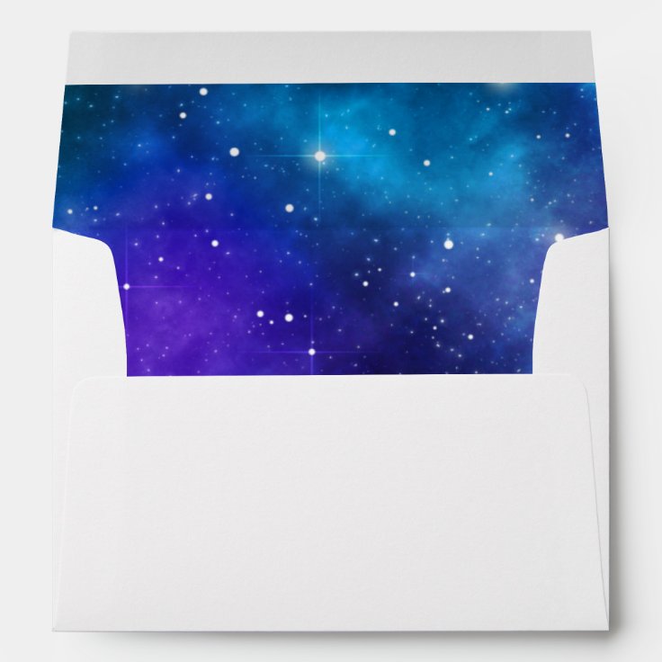 Galaxy Return Address Purple Blue Bar Bat Mitzvah Envelope | Zazzle