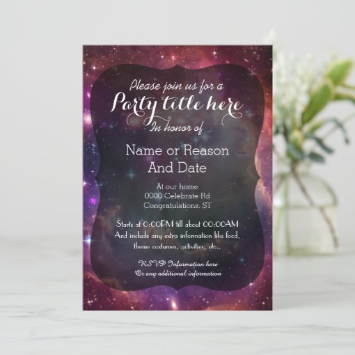 Galaxy space background all occasion party invitation | Zazzle
