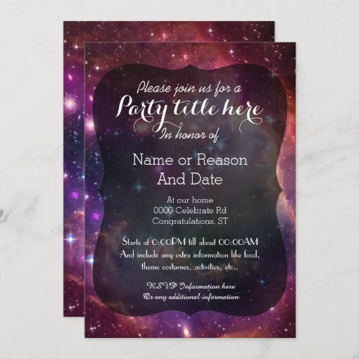 Galaxy space background all occasion party invitation | Zazzle