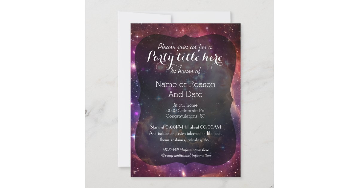 Galaxy space background all occasion party invitation | Zazzle