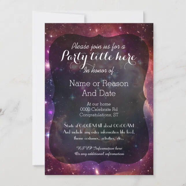 Galaxy space background all occasion party invitation | Zazzle
