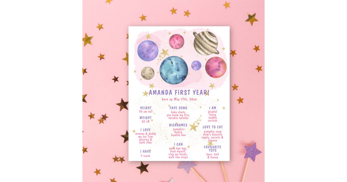 Galaxy Space First Birthday Milestone Birthday Poster | Zazzle