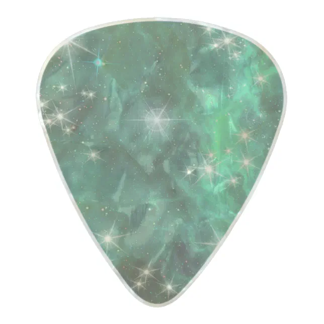 Galaxy Space Nebula Emerald Green Stars Pearl Celluloid Guitar Pick ...