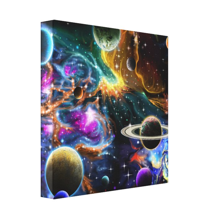 Galaxy Space Nebula with Planets Canvas Print | Zazzle.com