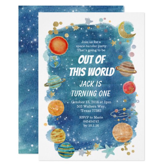 Galaxy Space Party Cosmic Planet Birthday Invitation | Zazzle.com