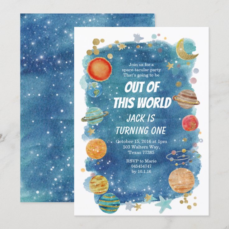 Galaxy Space Party Cosmic Planet Birthday Invitation | Zazzle