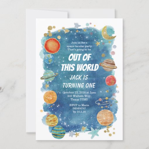 Galaxy Space Party Cosmic Planet Birthday Invitation | Zazzle