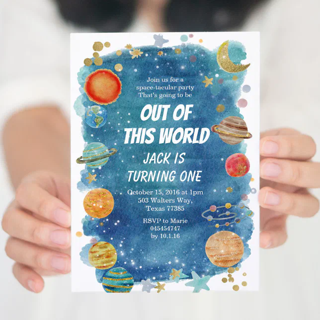 Galaxy Space Party Cosmic Planet Birthday Invitation | Zazzle