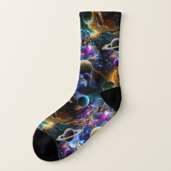 Galaxy Space Planets Nebula Socks | Zazzle