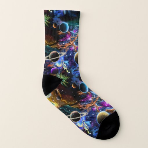 Galaxy Space Planets Nebula Socks | Zazzle