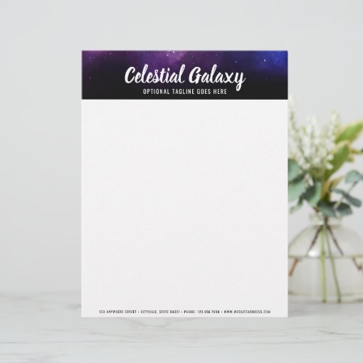 Galaxy Space Stars Ultra Violet Purple Nebula Letterhead | Zazzle