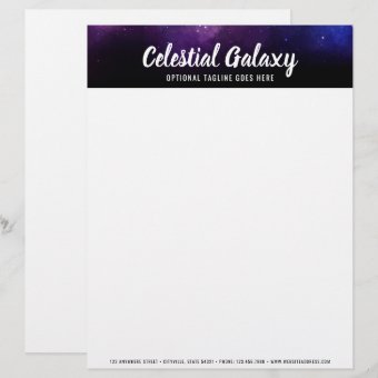 Galaxy Space Stars Ultra Violet Purple Nebula Letterhead | Zazzle