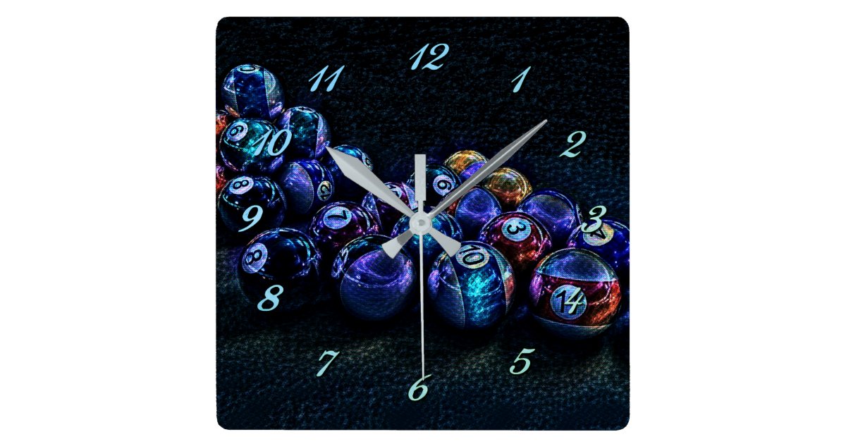 Galaxy Sparkle Billiards Square Wall Clock | Zazzle